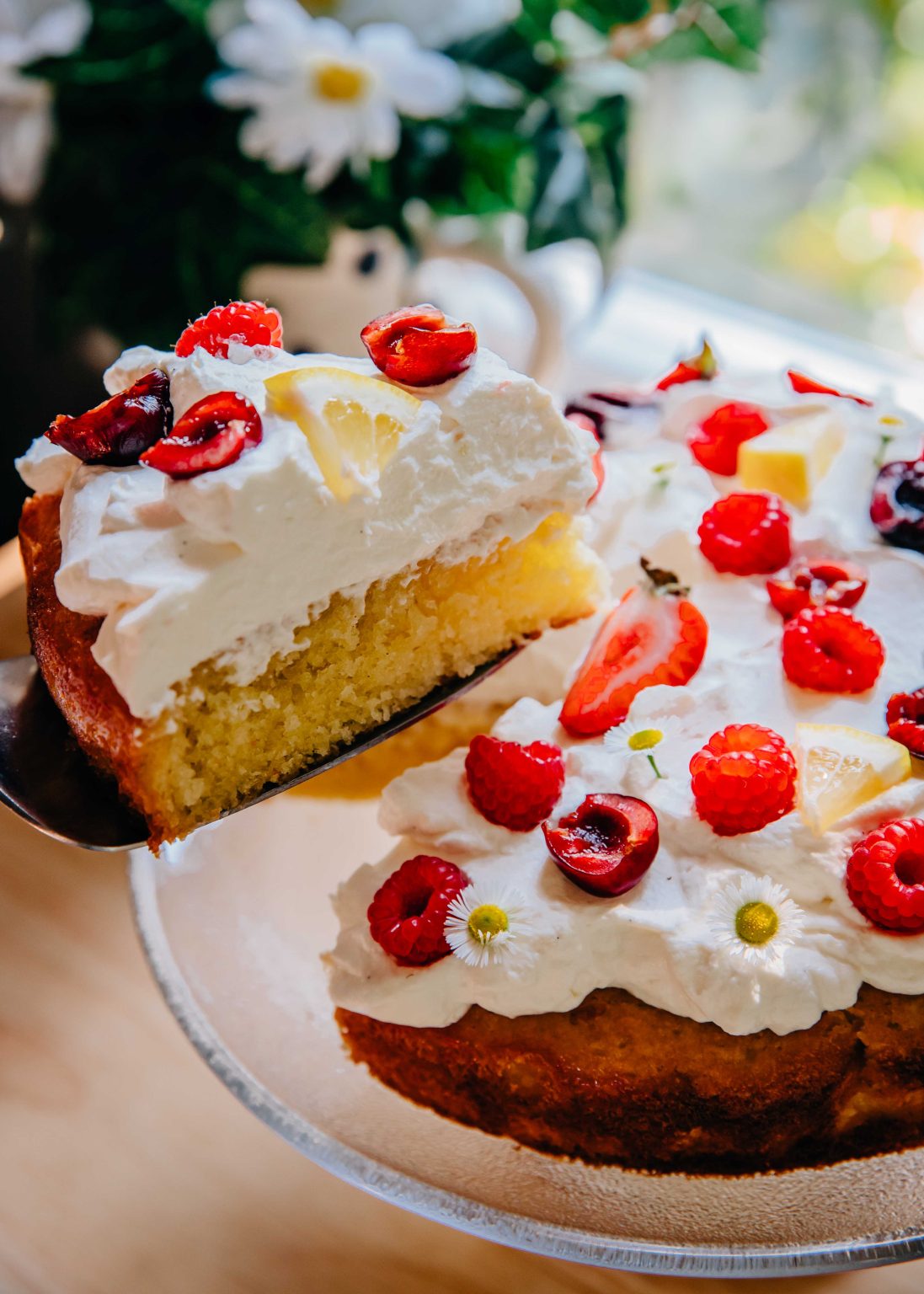 Lemon Cake w/ Vanilla Chantilly Cream | Well and Full