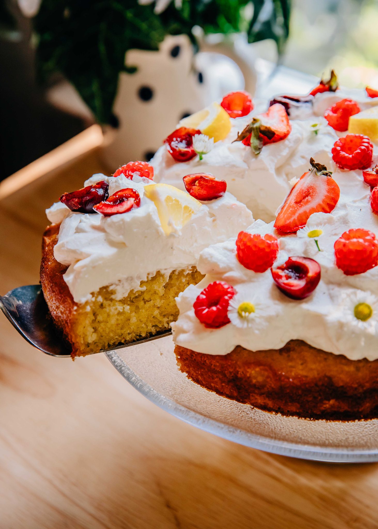 Lemon Cake w/ Vanilla Chantilly Cream | Well and Full
